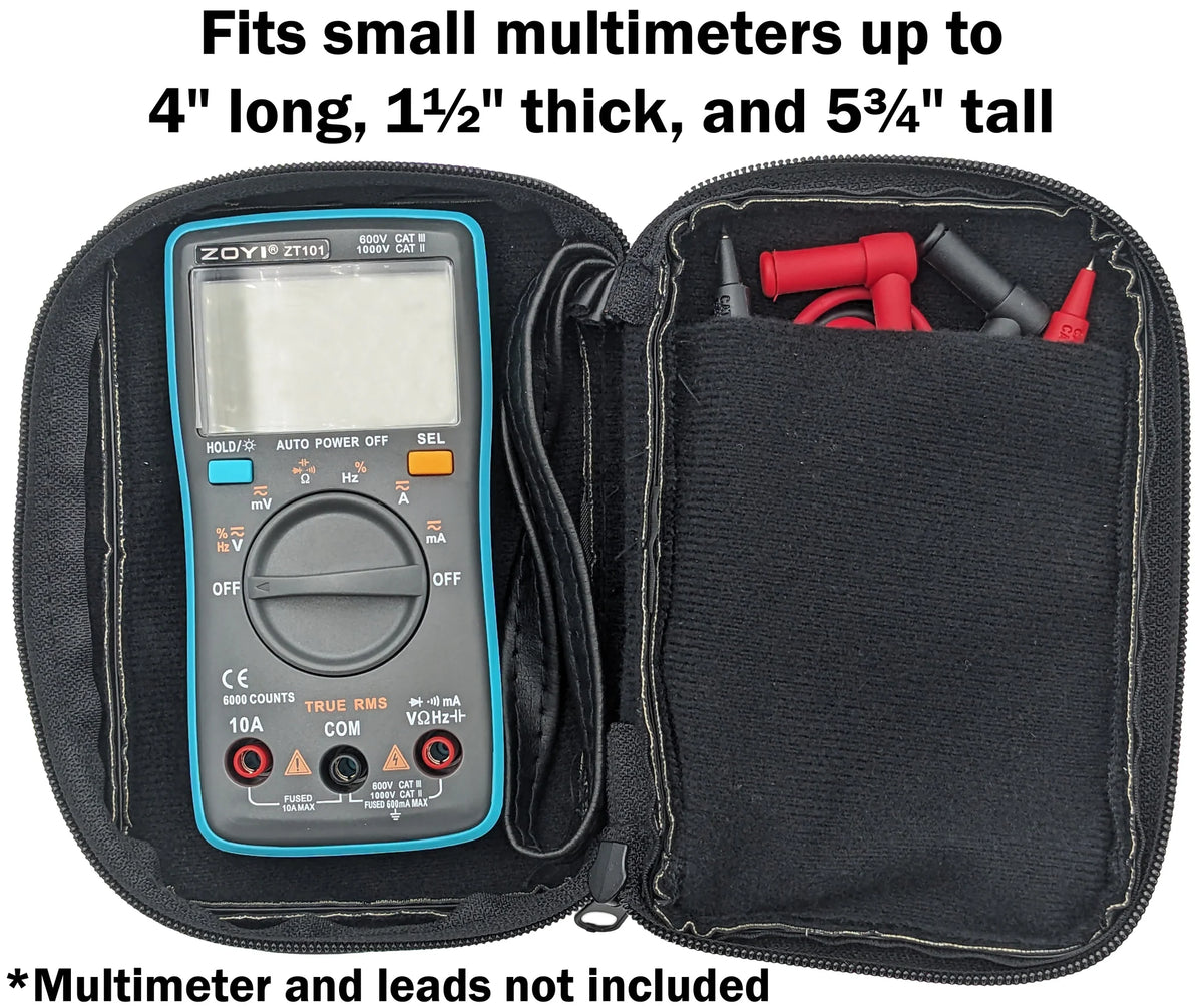 Small Zippered Carry Case for Compact Multimeters, Faux Leather (4" x ...