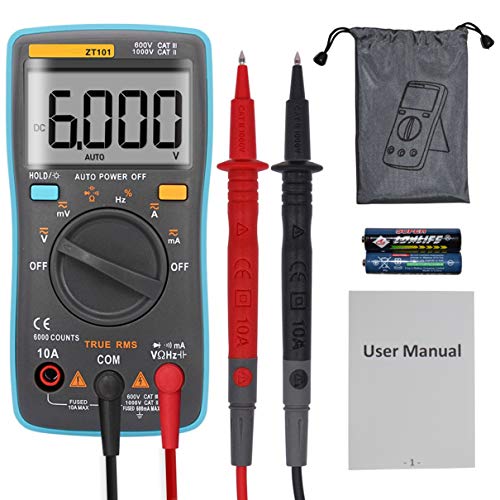 Auto-Ranging True RMS Digital Multimeter Backlit 6000 Counts LCD Displ ...