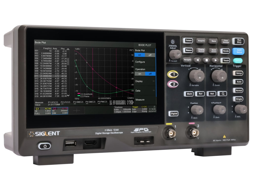 Siglent 100 MHz, 2 Channel Mixed Signal Oscilloscope, Model SDS812X HD ...