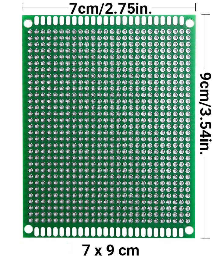 2 Pack Double Sided PCB Prototype Board, 7 x 9 cm with 806 holes ...
