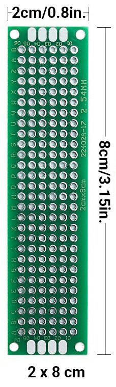 7 Pack Double Sided PCB Prototype Board, 2 x 8 cm with 168 holes ...