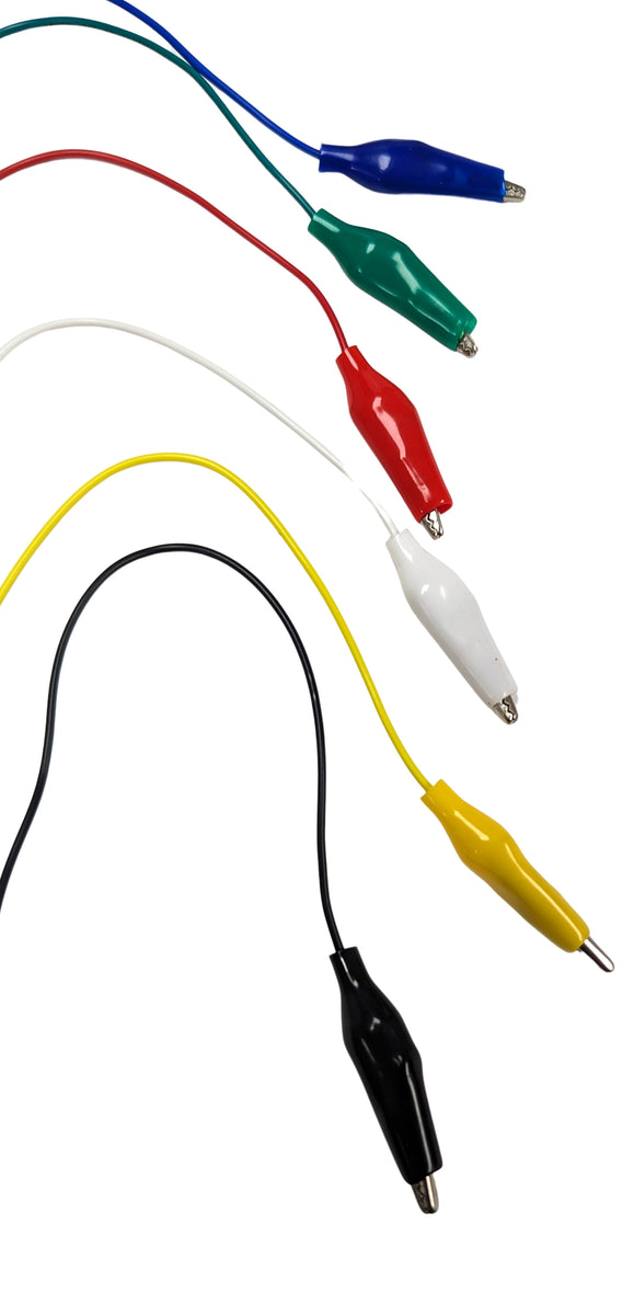 Set of 6 Alligator Clip to Male Jumper Wires, 6 Colors of Green, Red ...