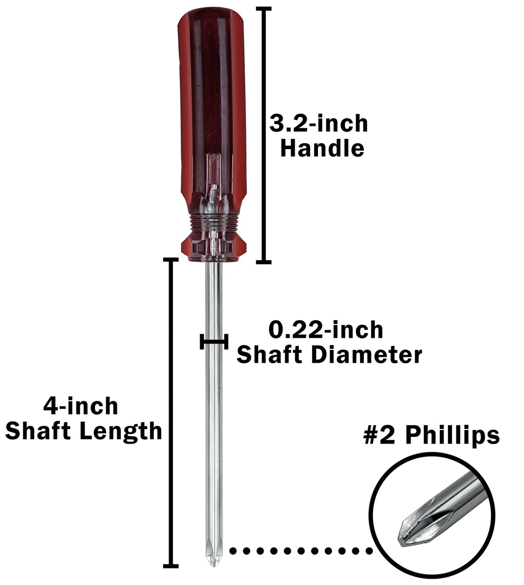 #2 Phillips Screwdriver with 4" Shaft, 7" Overall Length – Electronix ...