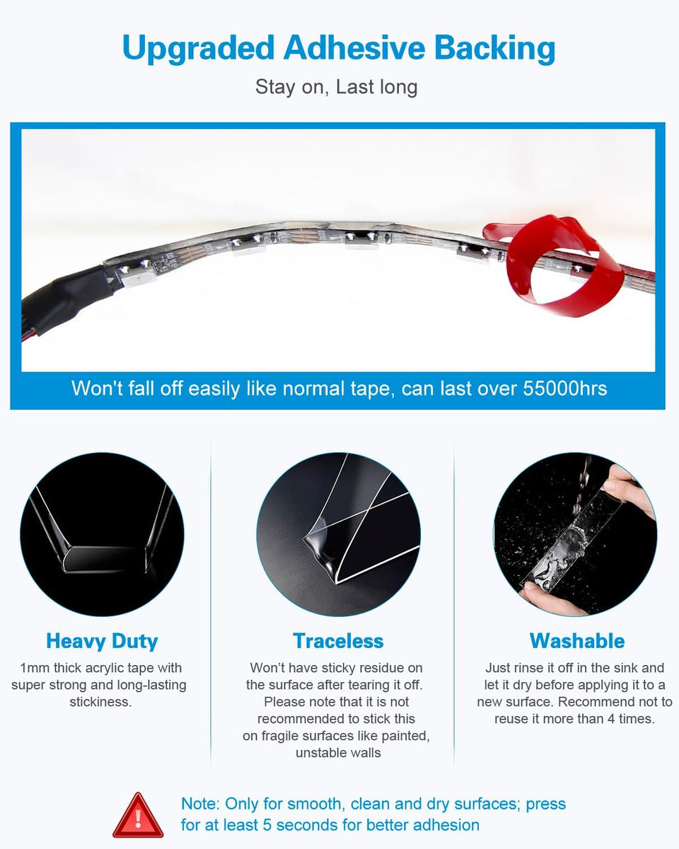 3.2 Feet (1 Meter) LED Strip, Individual Addressable RGB IC LED Strip ...