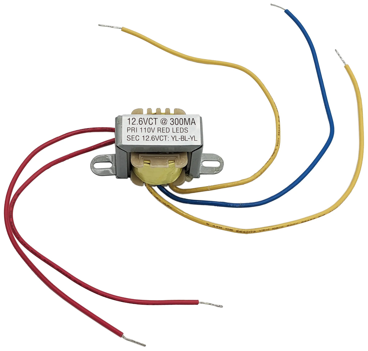 12.6 VCT, 0.3A Power Transformer with Wire Leads and Foot Mount ...