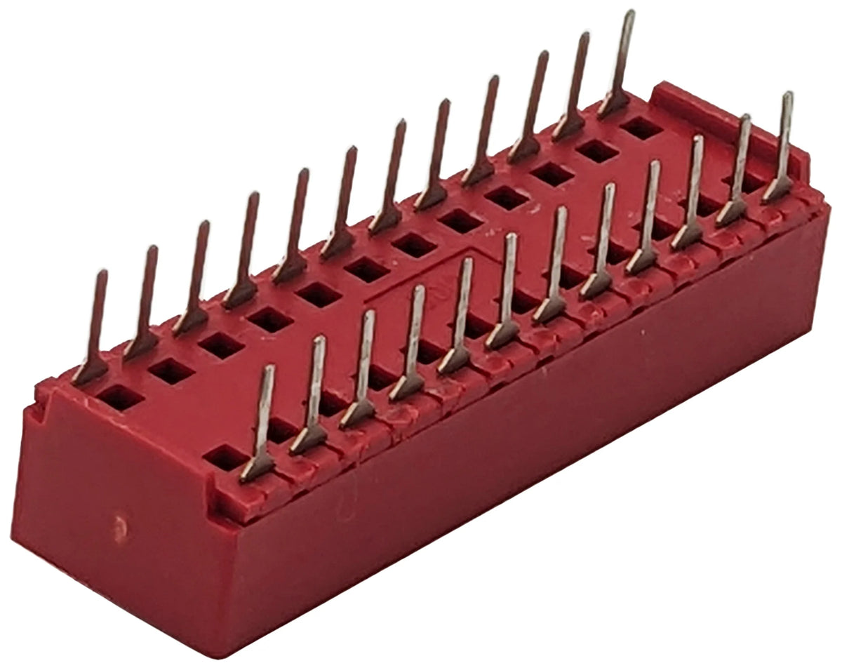 DIP Switch with 12 Switches, 24-Pin, SPST, Red Color, 32.6mm x 9.6mm x ...