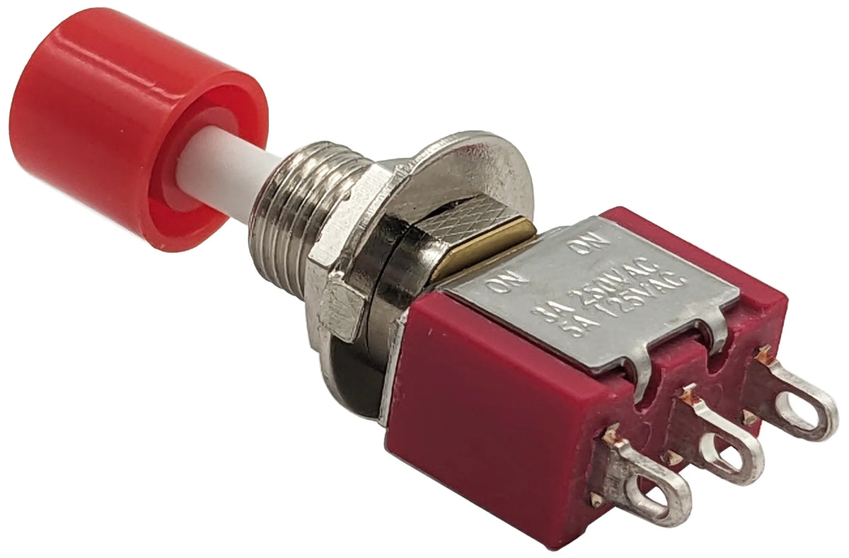 SPDT Alternate Action Pushbutton Switch, On-On, Solder Lug Termination ...