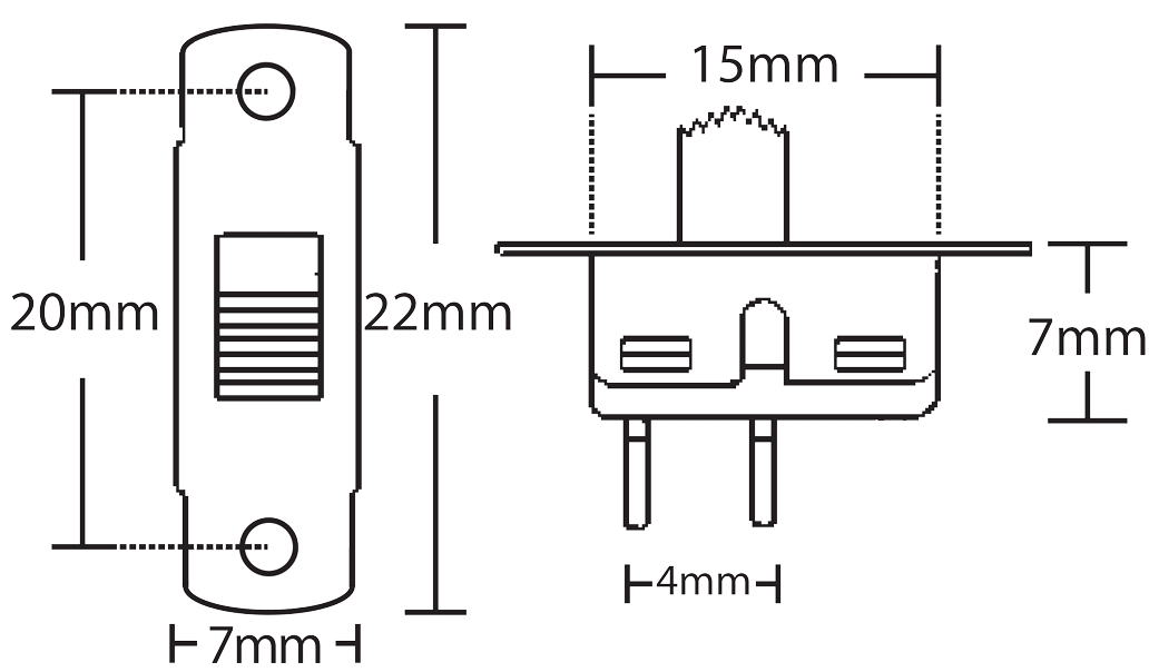 Mini Slide Switch, SPST 2 Pin Solder Lug – Electronix Express