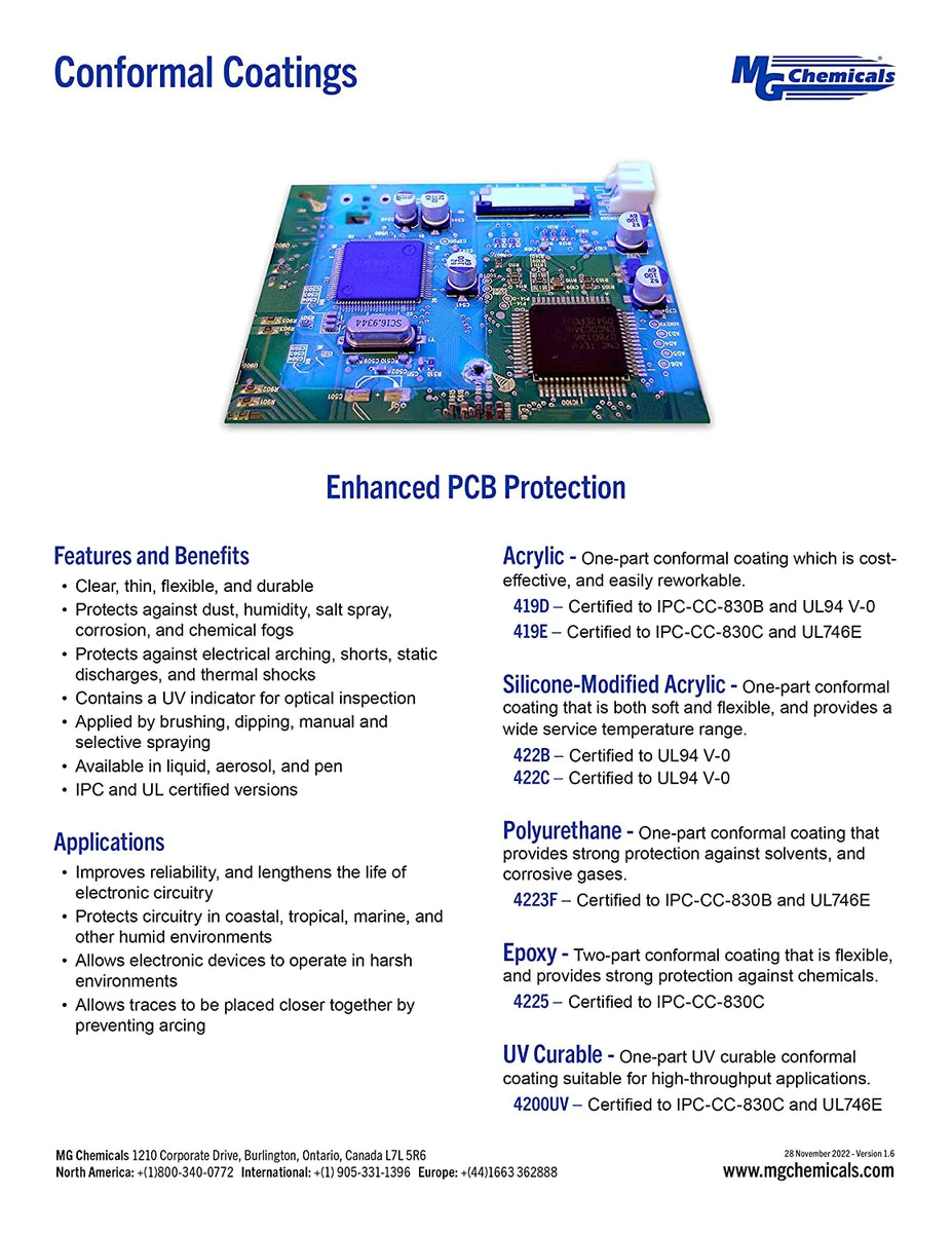 MG Chemicals Silicone Conformal Coating, Clear, 340 gram Aerosol (422B ...
