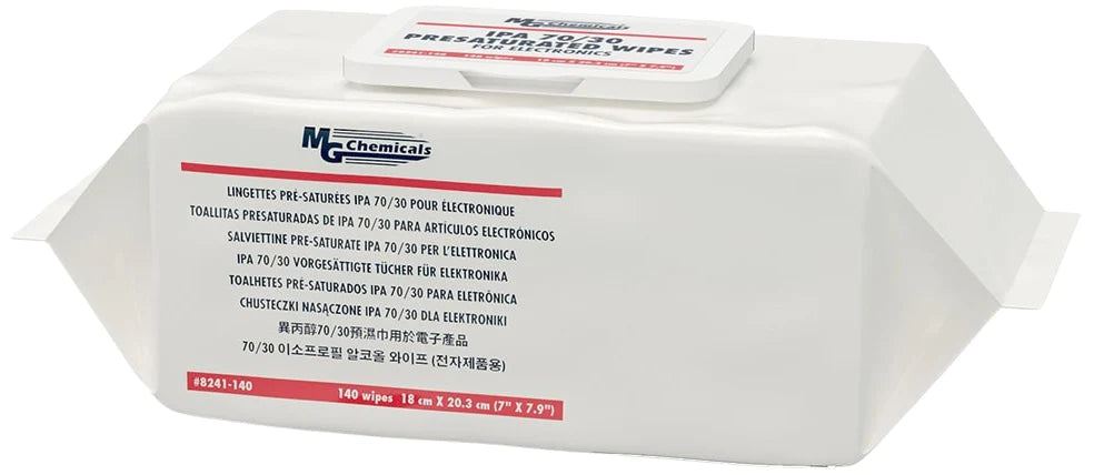 MG Chemicals IPA 70/30 Presaturated Wipes for Electronics - 140 Wipes ...
