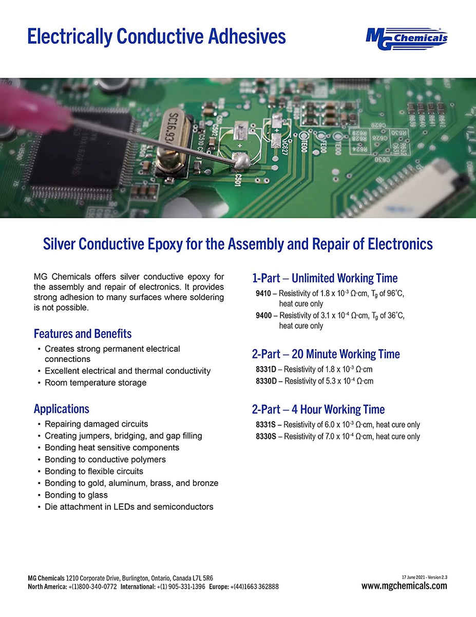 MG Chemicals Silver Conductive Epoxy Adhesive, High Conductivity, 20 m ...