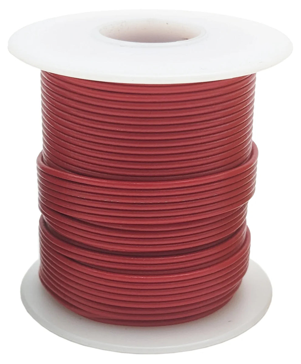 100 Feet Red 24 Gauge Solid Hook-Up Wire, Tinned Copper, PVC Insulatio ...