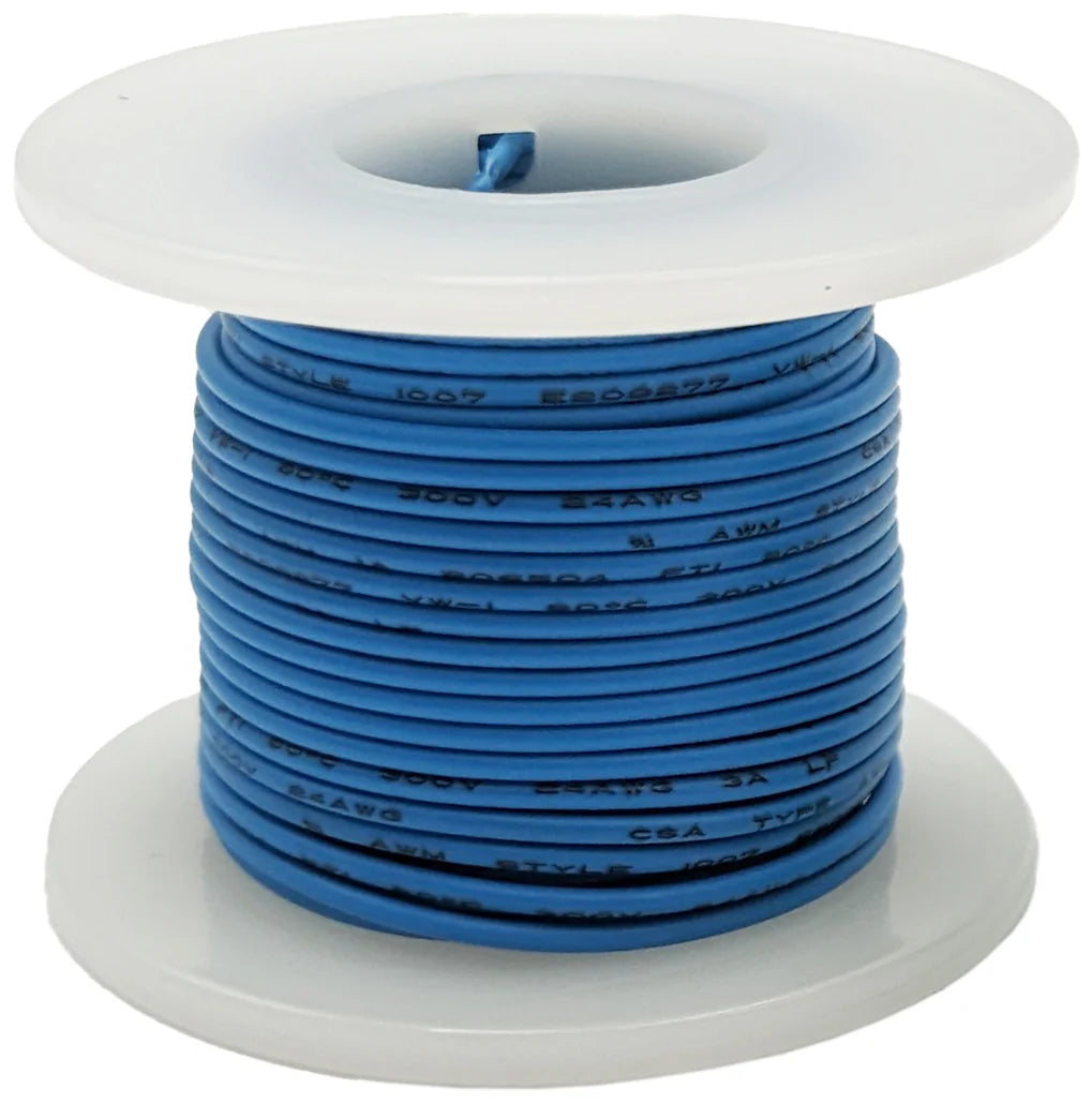 25 Feet Blue 24 Gauge Solid Hook-Up Wire, Tinned Copper, PVC Insulatio ...
