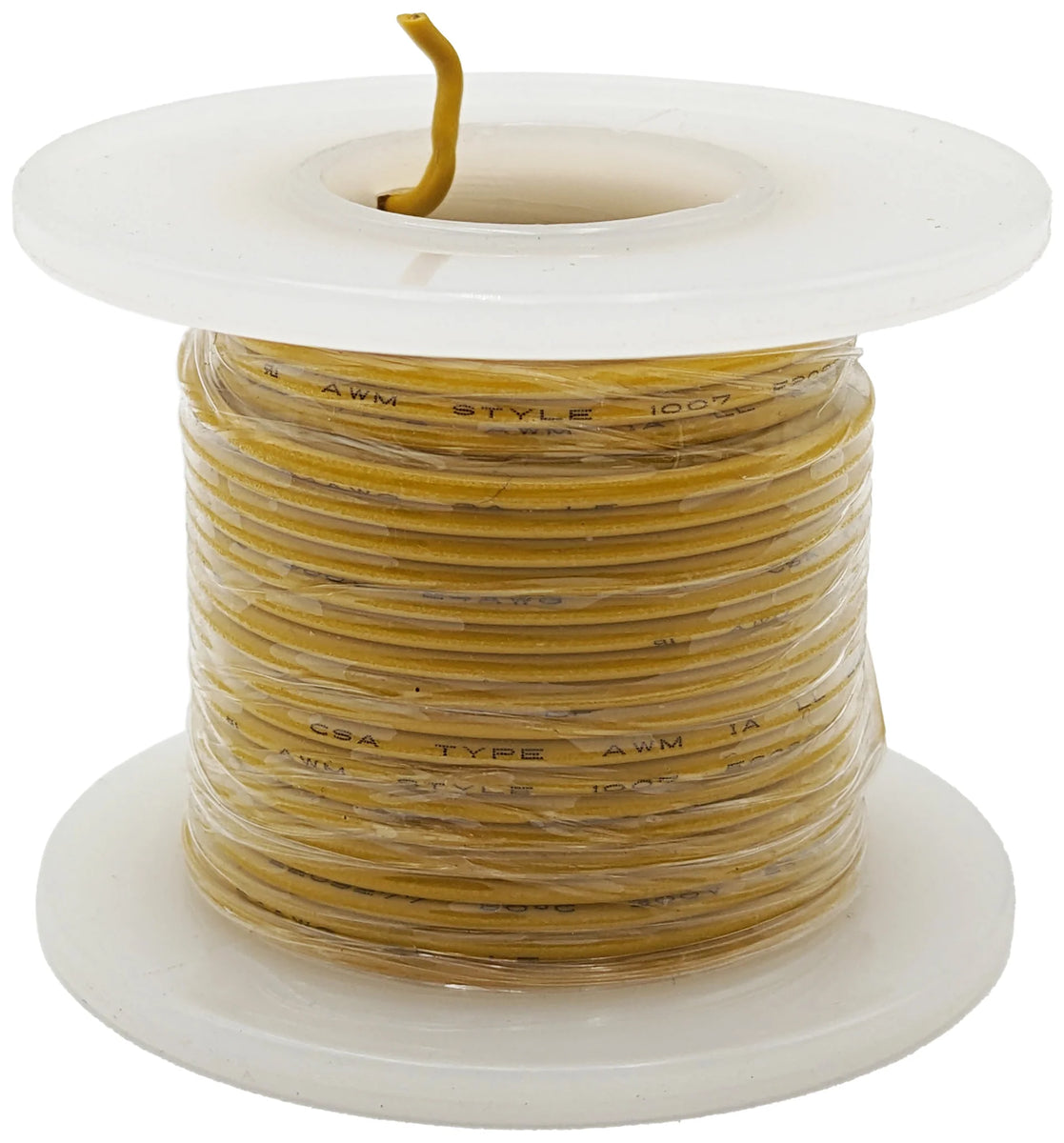 Solid 24 Gauge Hook Up Wire, 25 Foot Spool - Yellow Color PVC Insulati ...