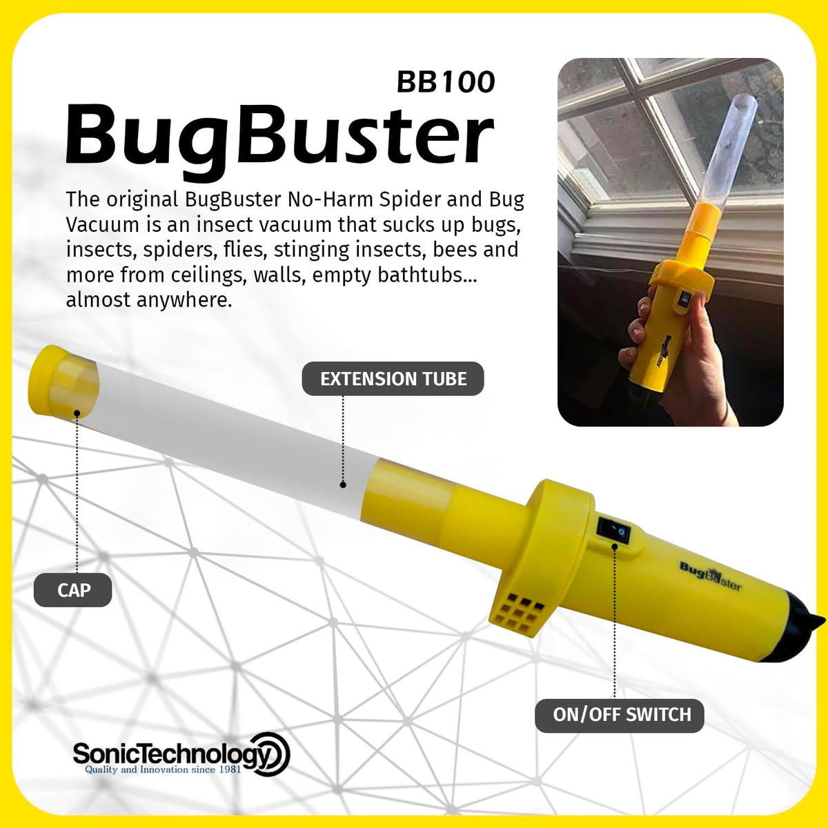 Sonic Technology BugBuster BB100, Cordless Bug Vacuum & Catcher for Sp ...
