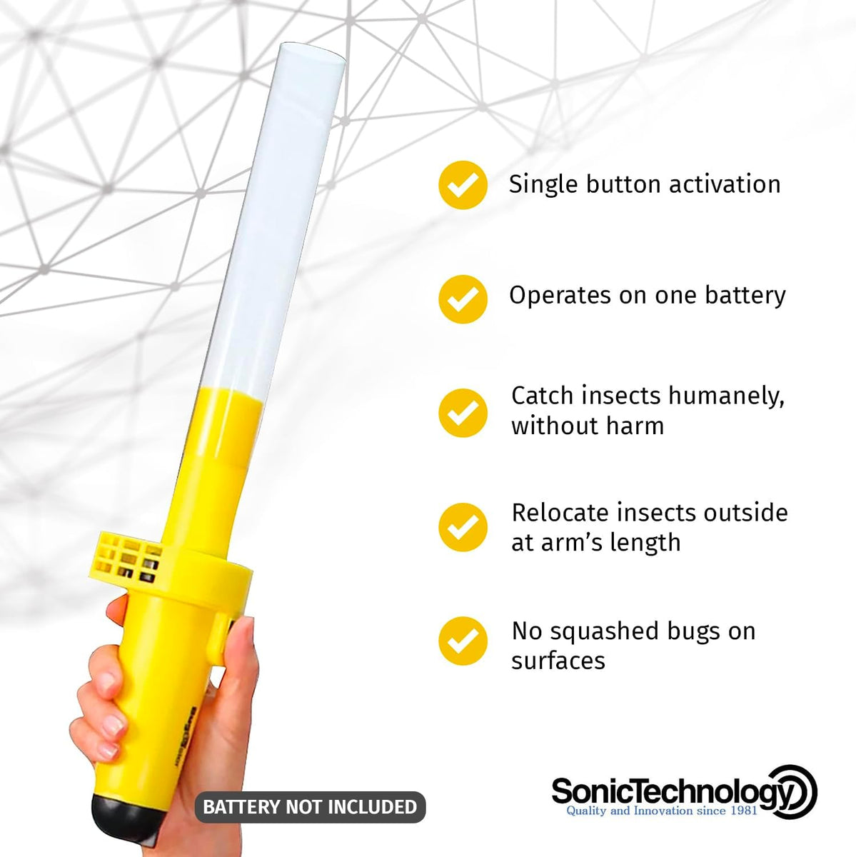Sonic Technology BugBuster BB100, Cordless Bug Vacuum & Catcher for Sp ...