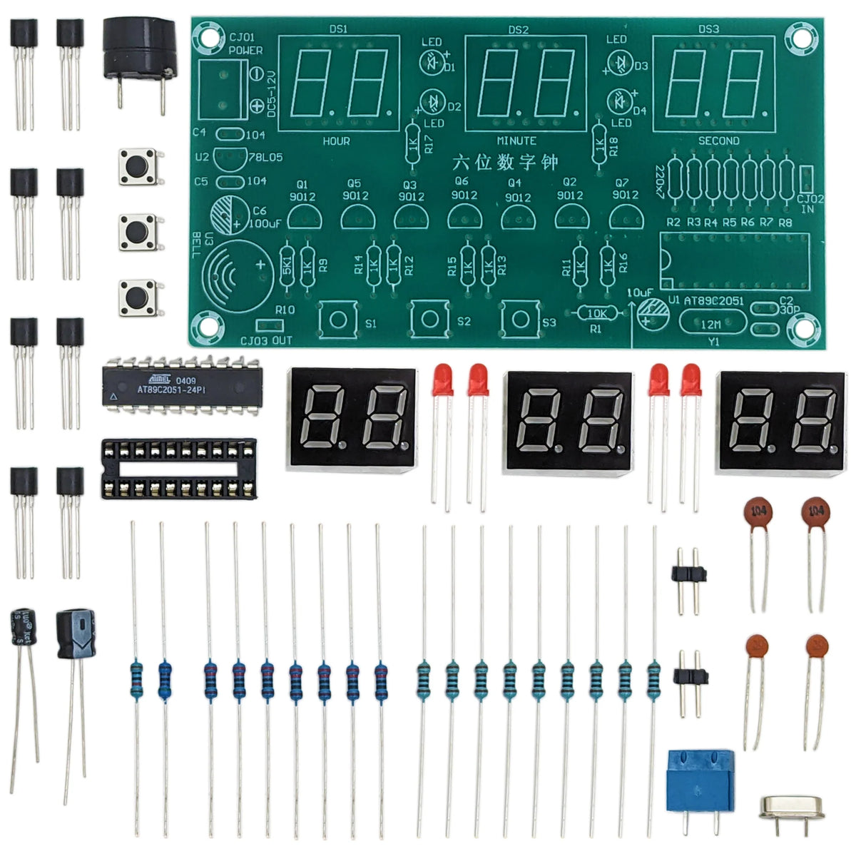 DIY Digital 24 Hour Clock Soldering Practice Kit (HH : MM : SS Display ...