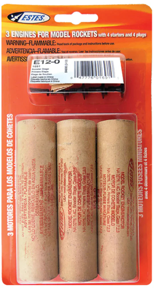 Estes E12-0 Booster Stage Model Rocket Engine Pack - Includes 3 Engine ...
