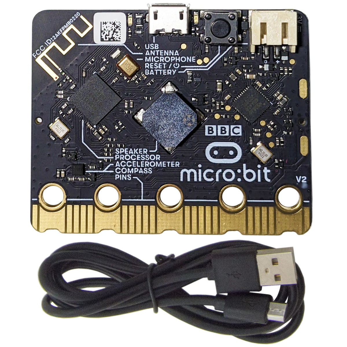 BBC Micro:bit V2 Board and 3 Foot MicroUSB Cable for Coding and Progra ...