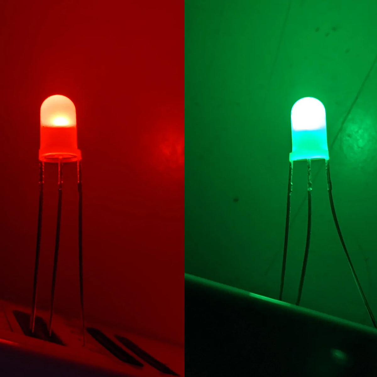 Bi-Color Red / Green Diffused LED, 3-Pin, 5mm Diameter × 9mm Tall, T-1 ...