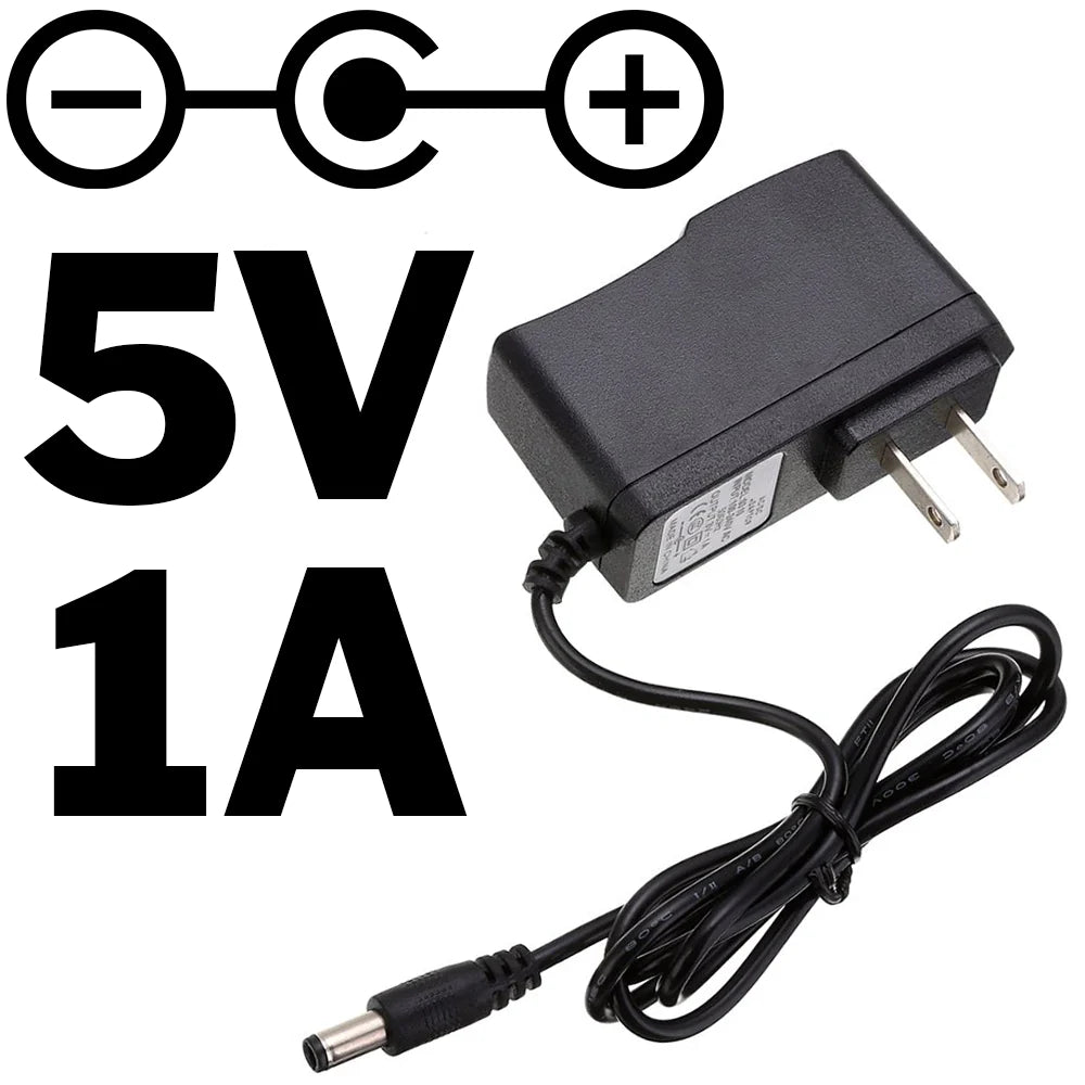 5 Volt DC, 1 Amp Power Adapter with 5.5mm Outer Diameter, 2.1mm Inner ...