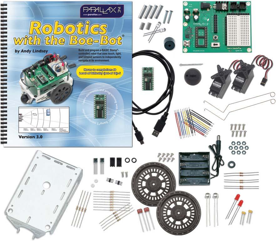 Parallax Robotics: Boe-Bot Complete Kit (Parts Kit & Textbook ...